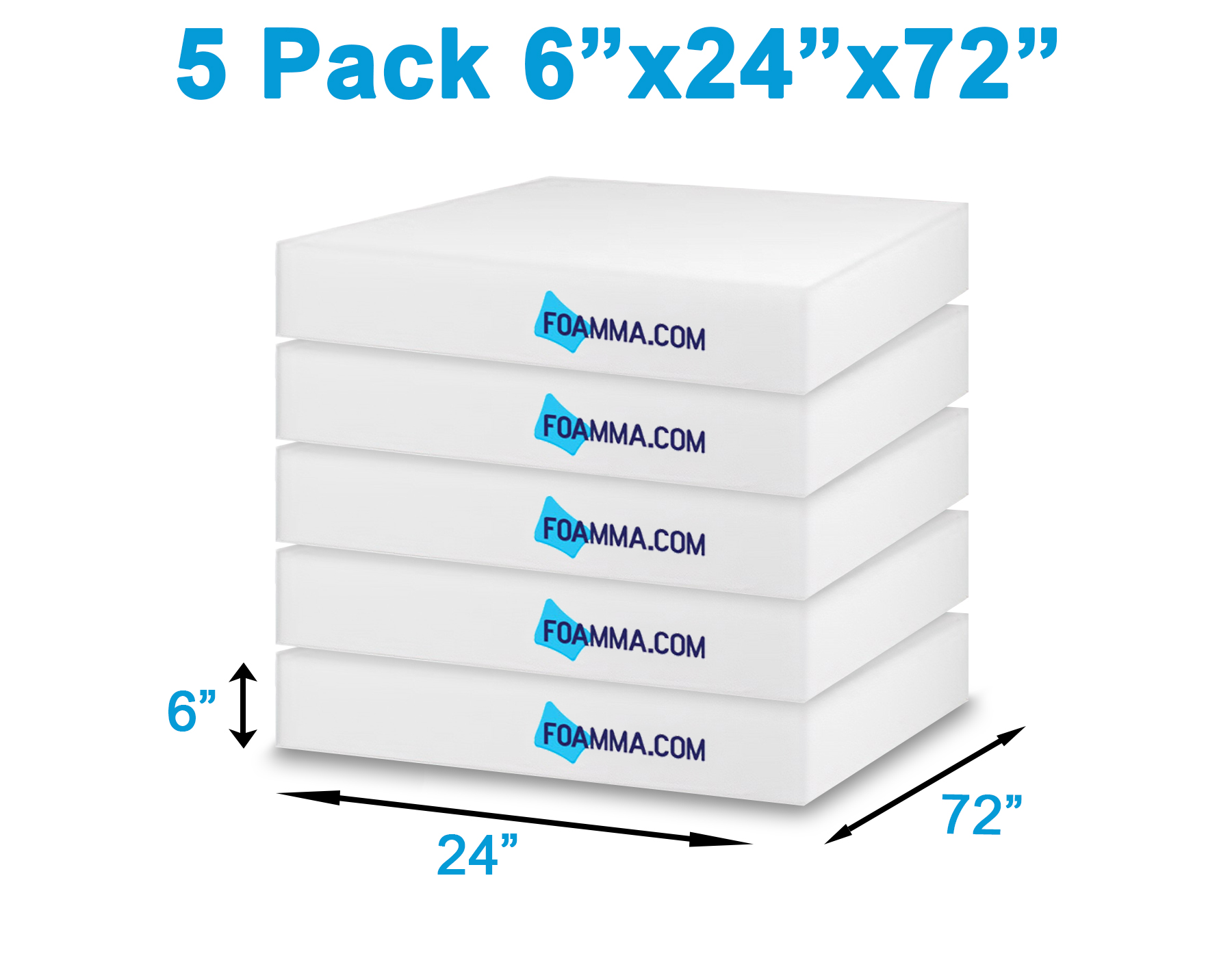 6 x 24 x 24 high density foam 6" Thickness x 24" Width x 24" Length ...